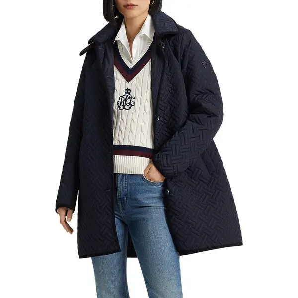 Ralph Lauren Quilted Hooded Coat - Dk Navy