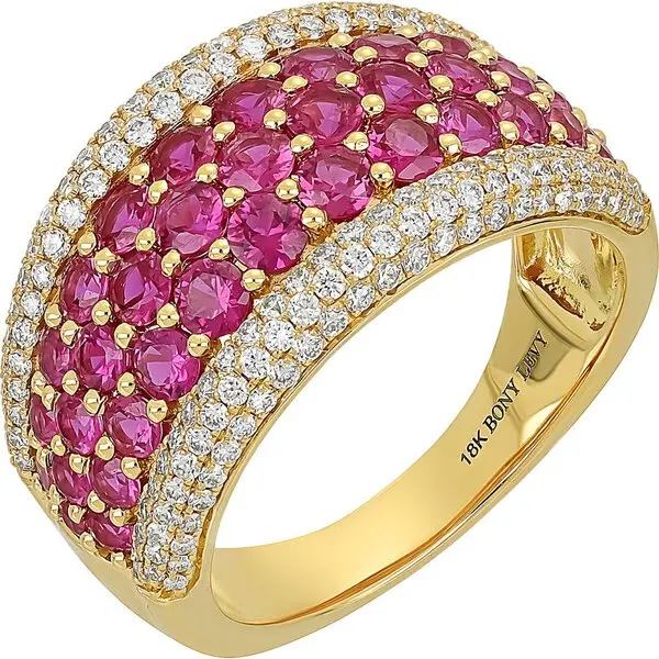 Bony Levy El Mar Wide Ring - 18k Yellow Gold - Diamond Ruby