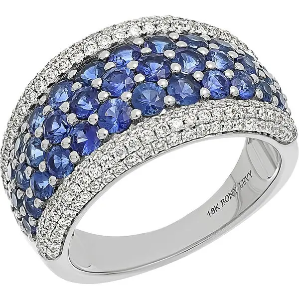 Bony Levy El Mar Wide Ring - White Gold/diamond/sapphire