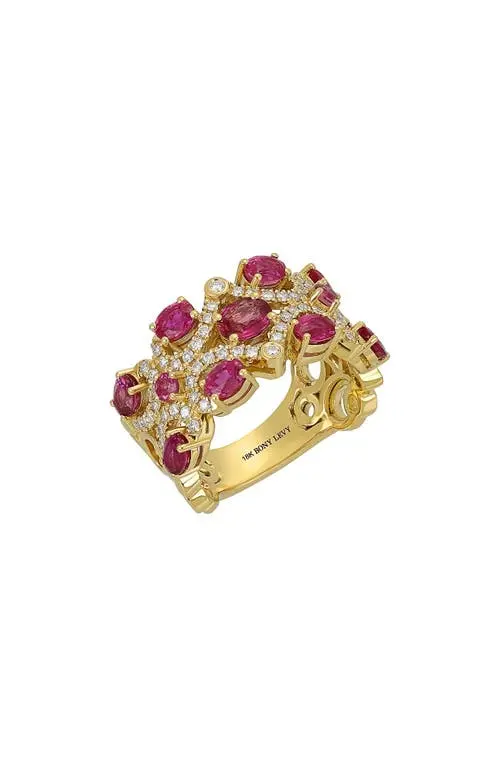 Bony Levy El Mar 18k Gold Gemstone Statement Ring - 18k Yellow Gold - Diamond Ruby