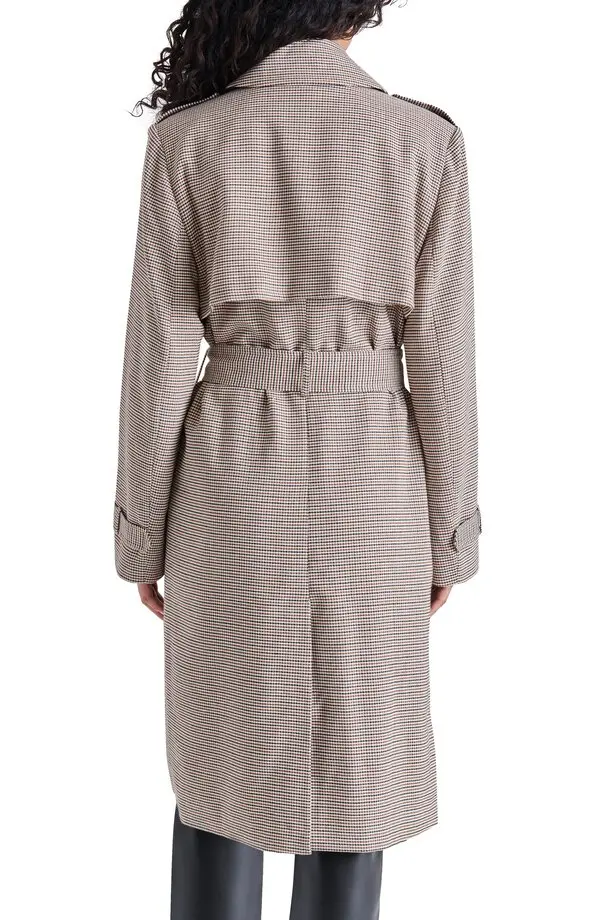 Steve Madden Belted Houndstooth Check Trench Coat