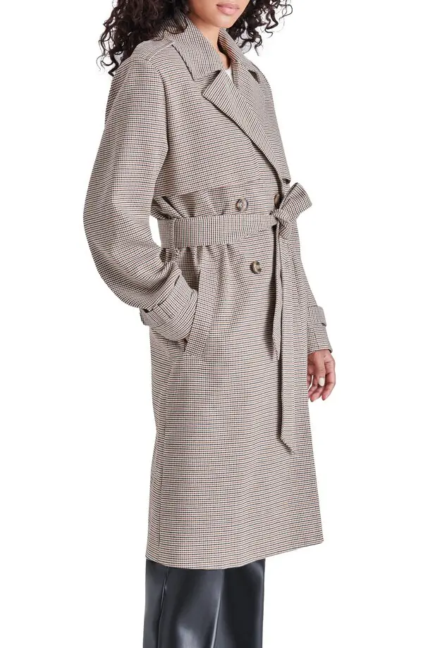 Steve Madden Belted Houndstooth Check Trench Coat