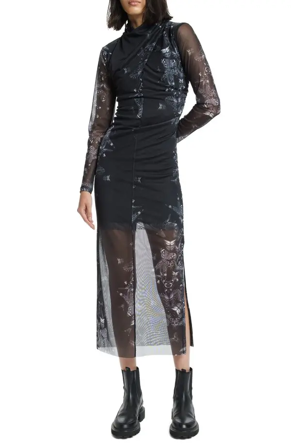 Allsaints Tia Diana Long Sleeve Maxi Dress In Black - 50% Off | Editorialist