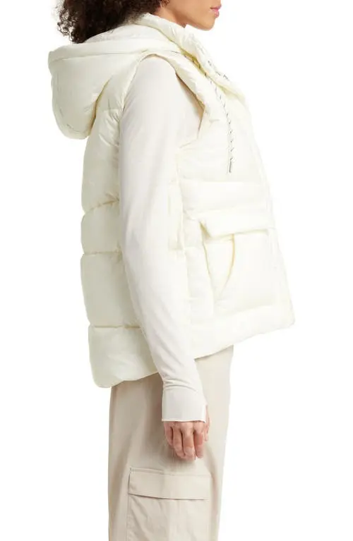 Zella Quilted Hooded Cocoon Vest - Ivory Egret