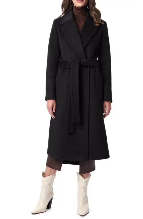 Bernardo Belted Wool-blend Longline Coat