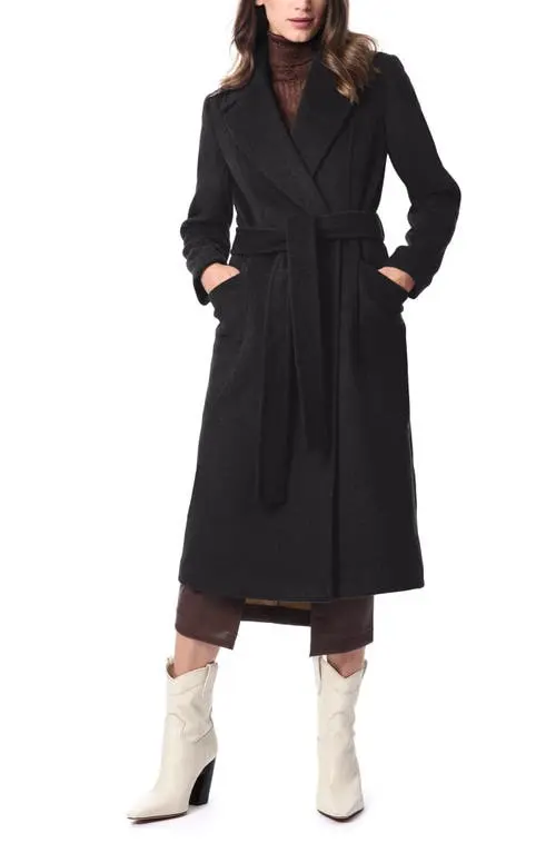 Bernardo Belted Wool-blend Longline Coat