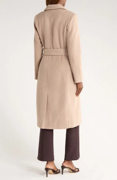 Bernardo Belted Wool-blend Longline Coat - Oatmeal