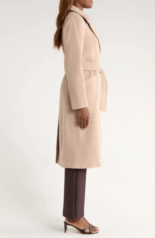 Bernardo Belted Wool-blend Longline Coat - Oatmeal