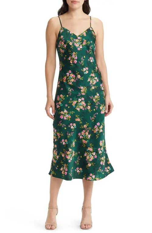 LOST + WANDER Sarah Floral Print Midi Slipdress