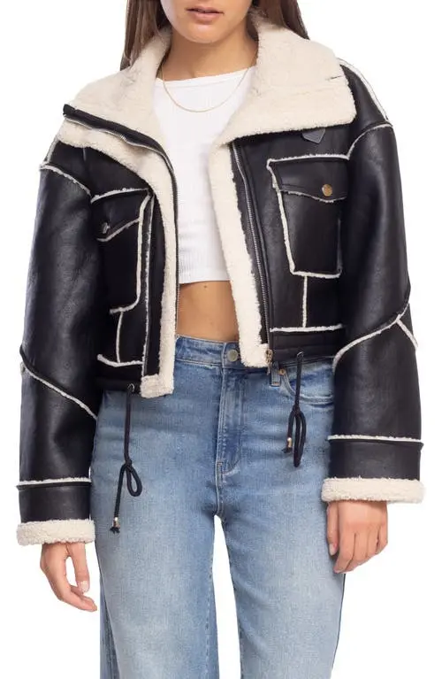 Blanknyc Bonded Moto Jacket With Faux Shearling Trim - Flying Squad