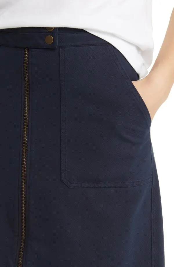 Caslon Relaxed Zip Front Twill Midi Skirt