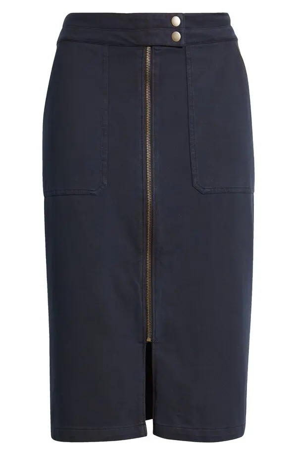 Caslon Relaxed Zip Front Twill Midi Skirt