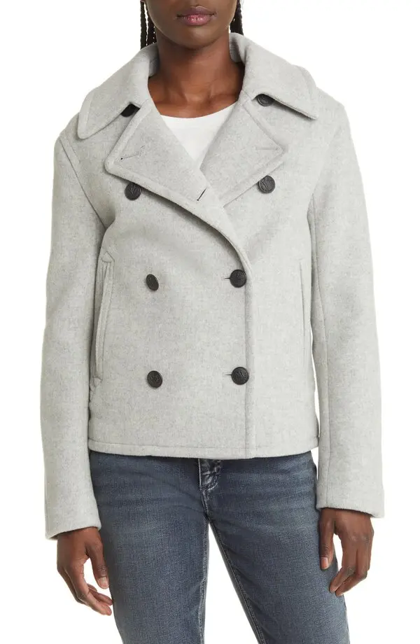 Rag Bone Alfie Virgin Wool Blend Peacoat In Light Grey 55% Off