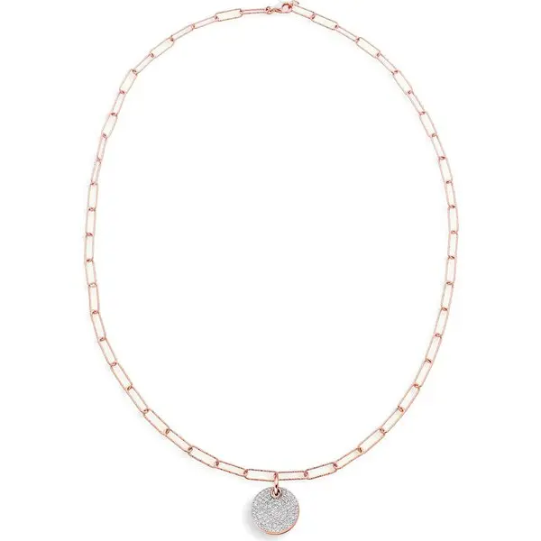 Monica Vinader Ava Diamond Disc Pendant Necklace - 18k Rose Gold Vermeil/diamond