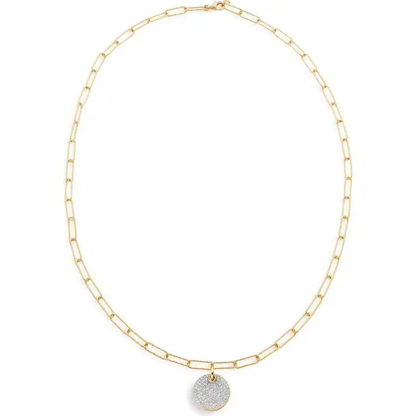 Monica Vinader Ava Diamond Disc Pendant Necklace - 18k Gold Vermeil/diamond