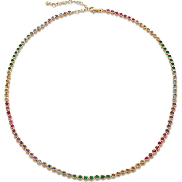 Monica Vinader Rainbow Stone Tennis Necklace - 18k Gold Vermeil/mixed Stones