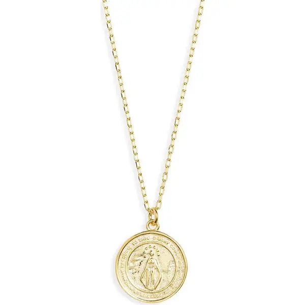 Argento Vivo Virgin Mary Coin Pendant Necklace - Gold