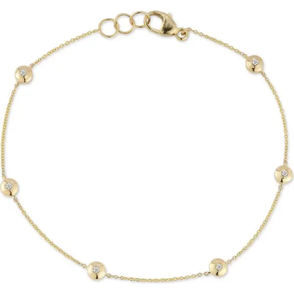 DANA REBECCA DESIGNS Lulu Jack Diamond Bezel Station Bracelet - Yellow Gold
