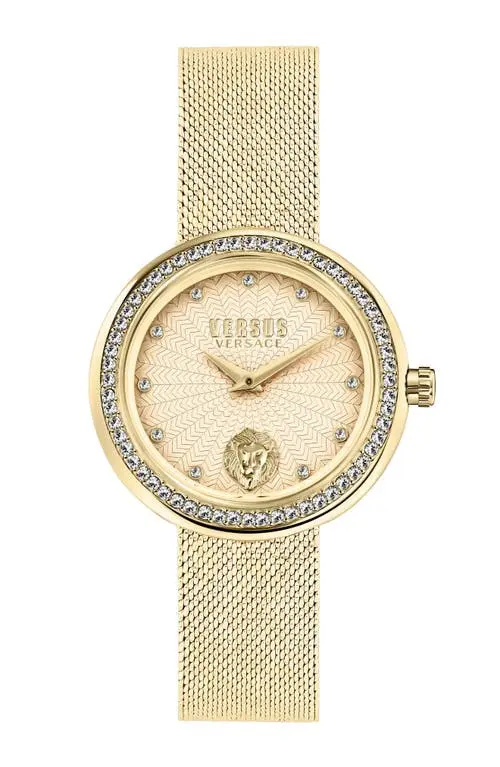 Versace Lea Mesh Strap Watch - Ip Yellow Gold