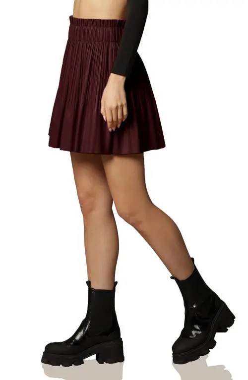 Avec Les Filles Faux-ever Leather™ Pleated A-line Miniskirt - Zinfandel