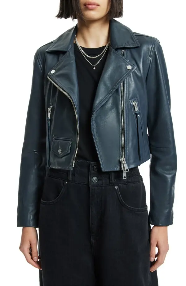 ALLSAINTS Elora Crop Leather Biker Jacket