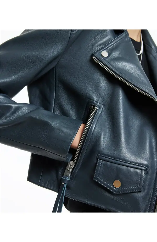 ALLSAINTS Elora Crop Leather Biker Jacket