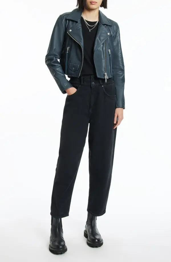 ALLSAINTS Elora Crop Leather Biker Jacket
