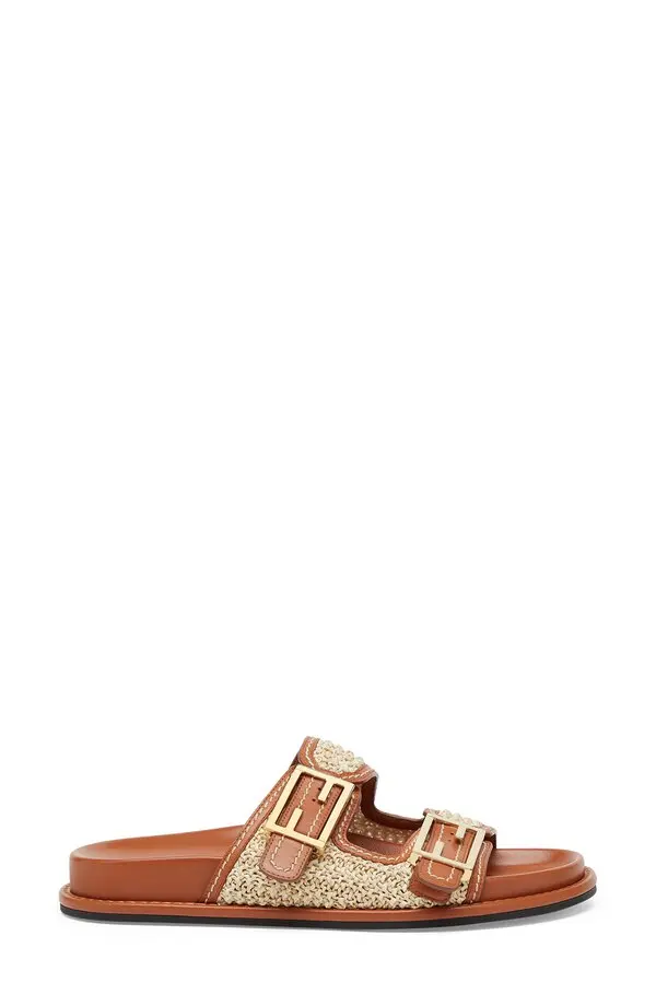 Fendi Feel Raffia Slide Sandal