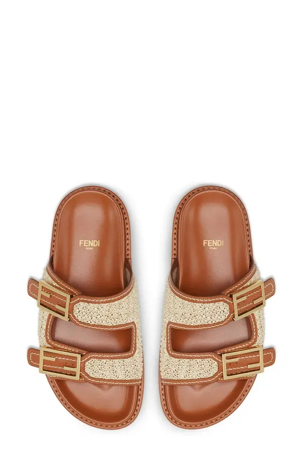 Fendi Feel Raffia Slide Sandal