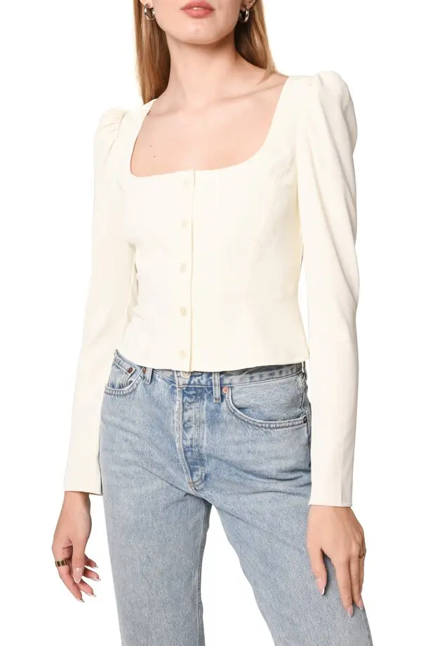 WAYF Unforgettable Long Sleeve Puff Shoulder Top