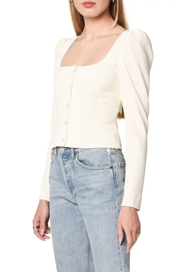 WAYF Unforgettable Long Sleeve Puff Shoulder Top