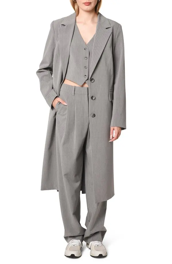 WAYF Icon Pinstripe Longline Coat