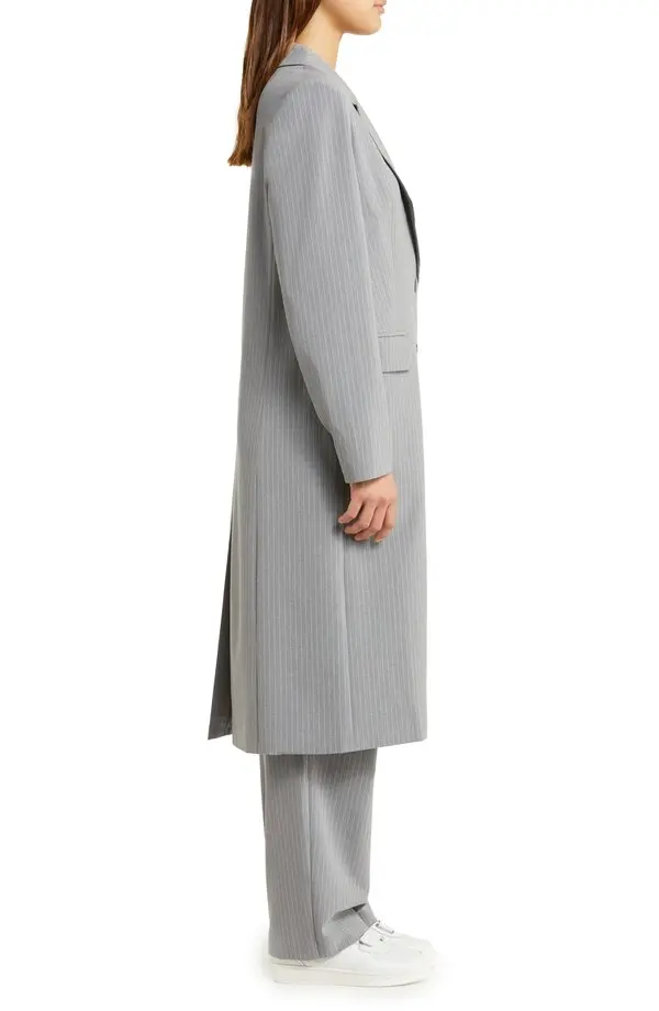 WAYF Icon Pinstripe Longline Coat