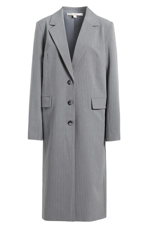 WAYF Icon Pinstripe Longline Coat