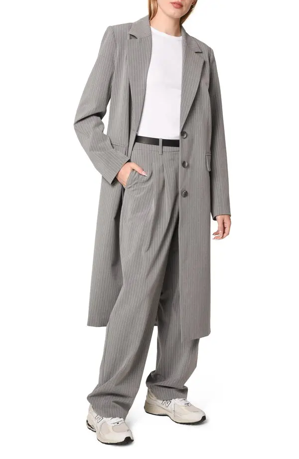 WAYF Icon Pinstripe Longline Coat