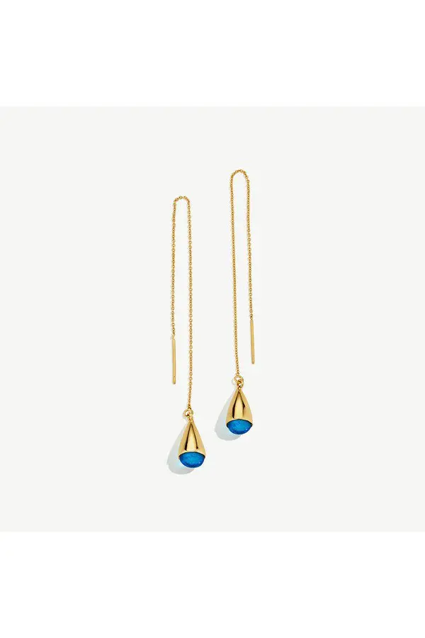 SOKO Glass Dash Chain Threader Earrings - Gold