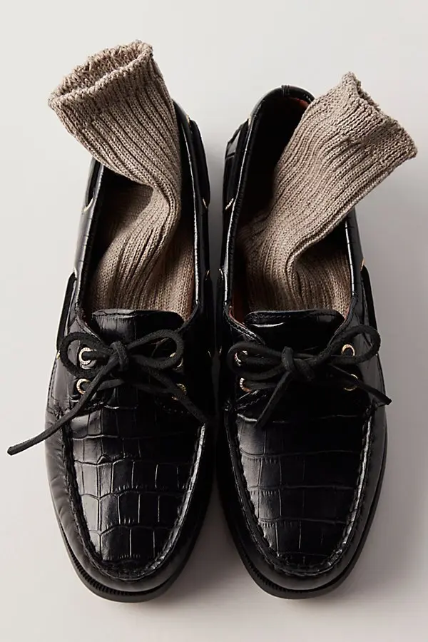 Sperry 2-eye Boat Shoes - Black Croco
