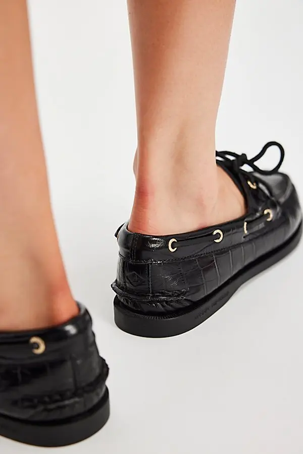 Sperry 2-eye Boat Shoes - Black Croco