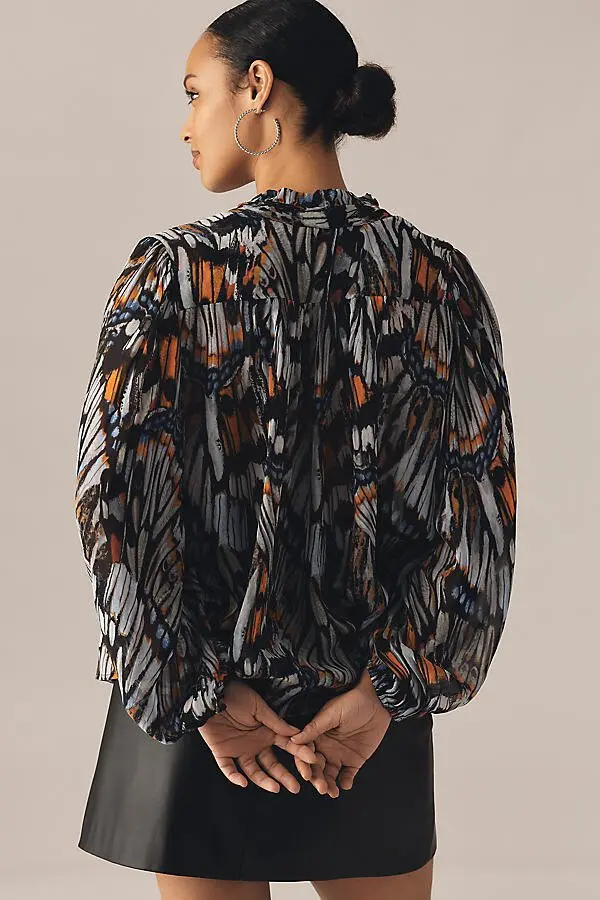 Anthropologie Estela Sheer Printed Blouse - Multicolor