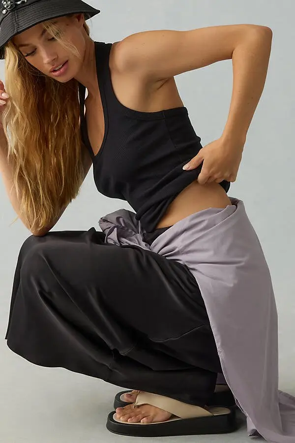 PILCRO Ribbed Halter Tank Top - Black
