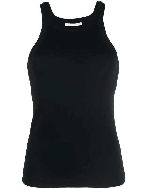 Closed Ribbed-knit Tank Top - Black