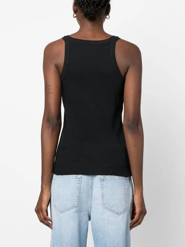 Closed Ribbed-knit Tank Top - Black