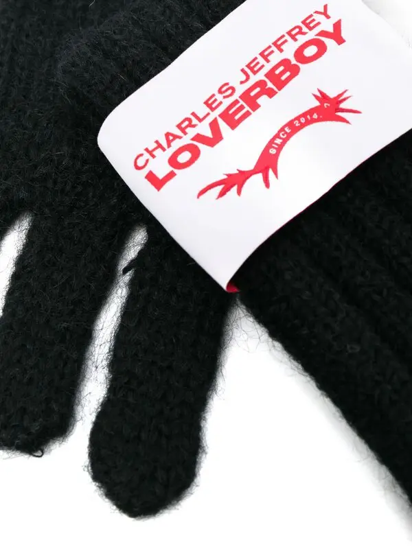 CHARLES JEFFREY Logo-patch Knitted Gloves - Black