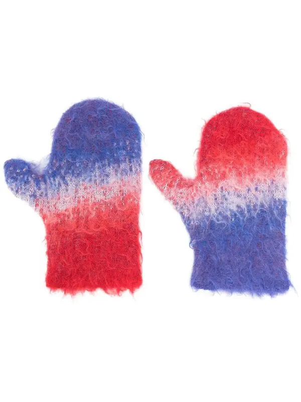 ERL Degradé-knit Gloves - Red