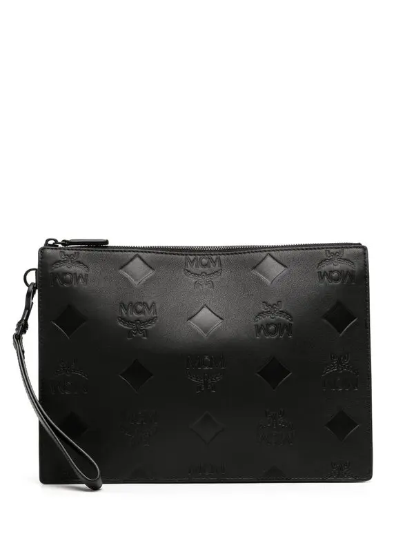Mcm Aren Monogram Leather Clutch
