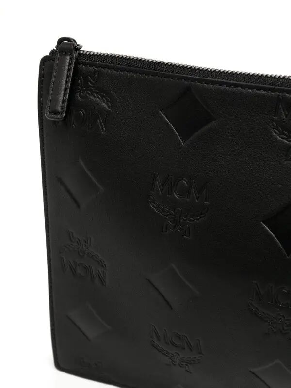 Mcm Aren Monogram Leather Clutch