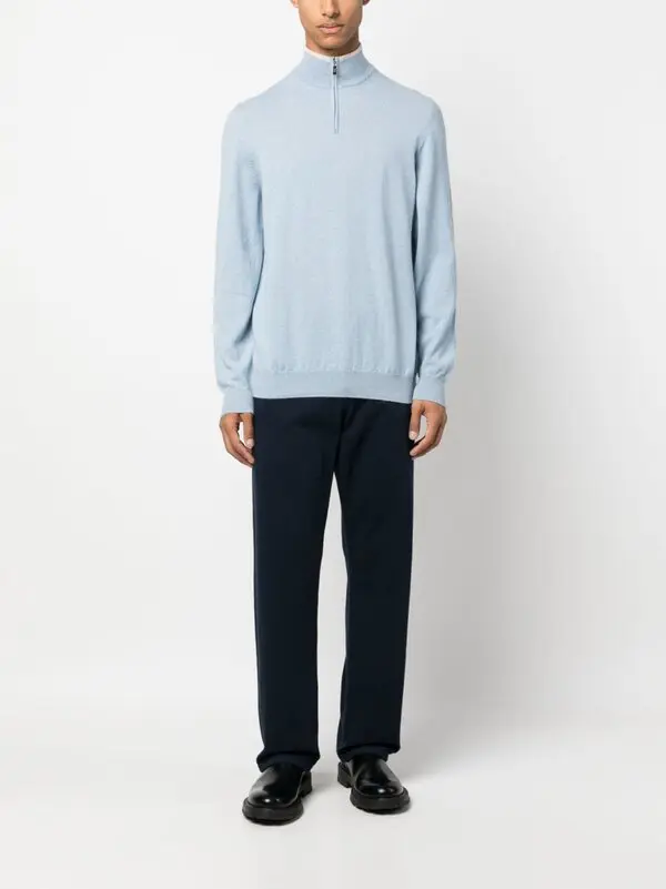 Fedeli Favonio Quarter-zip Cashmere Jumper - Blue