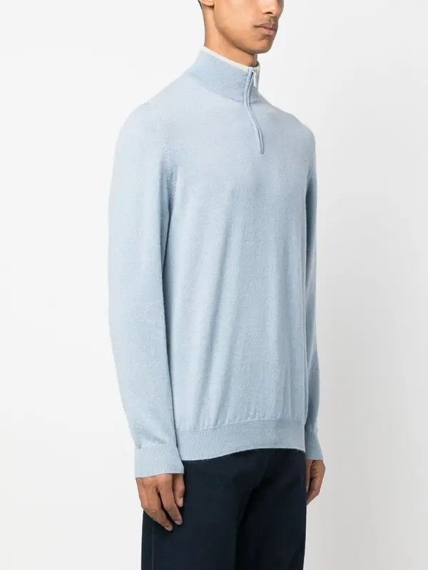 Fedeli Favonio Quarter-zip Cashmere Jumper - Blue