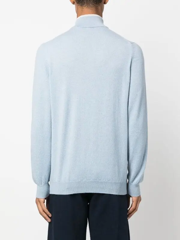 Fedeli Favonio Quarter-zip Cashmere Jumper - Blue