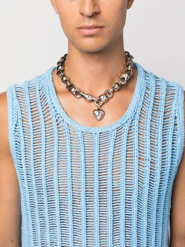 Acne Studios Chunky-chain Heart Necklace - Metallic | Editorialist
